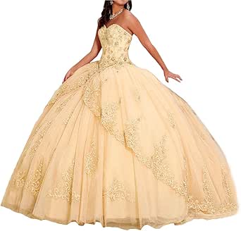 Amazon.com: Yukale Women's Sweetheart Ball Gown Lace Appliques ...