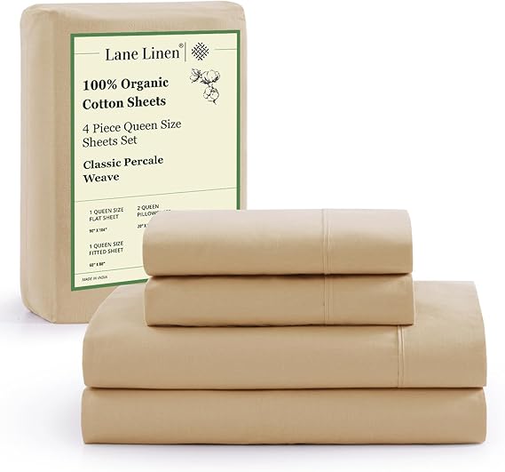 Amazon.com: LANE LINEN 100% Organic Cotton Queen Size Sheets Set, Eco ...