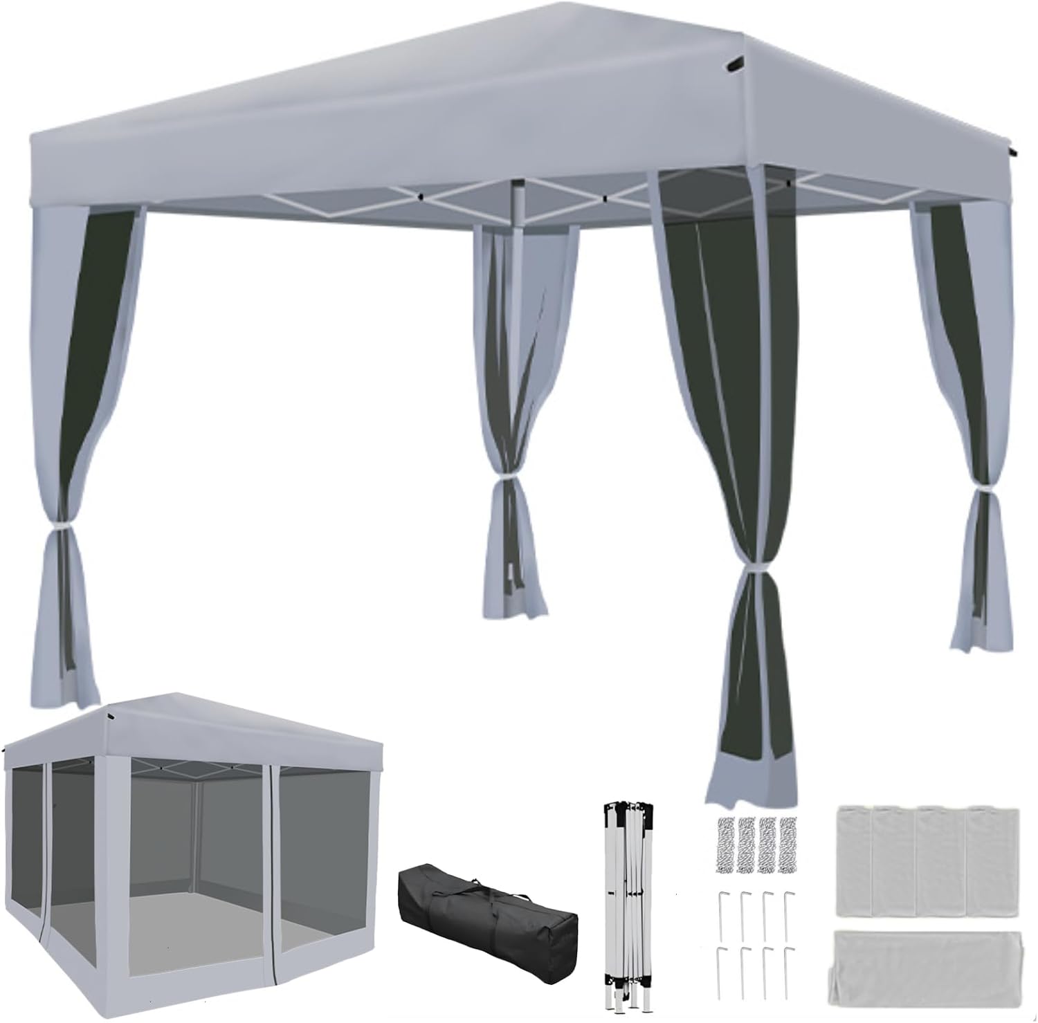 Amazon.com : Eachbid 10' x 10' Pop Up Canopy Tent Gazebo with 4 ...