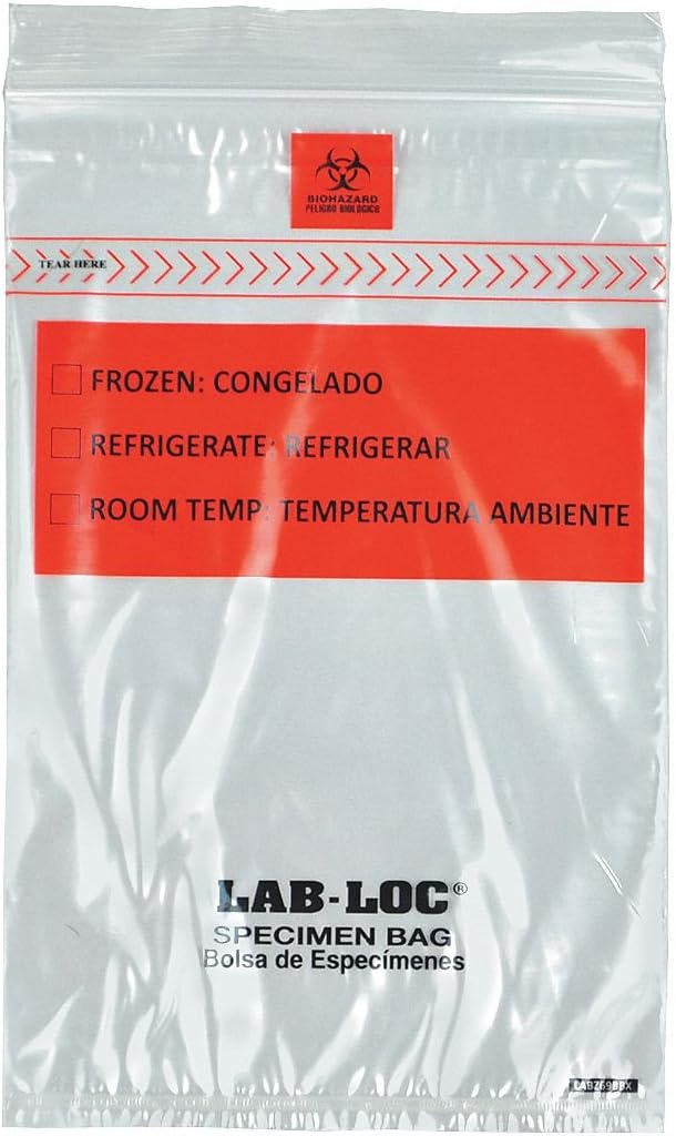 Amazon.com: Lab-Loc Specimen Bags with Removable Biohazard Symbol ...