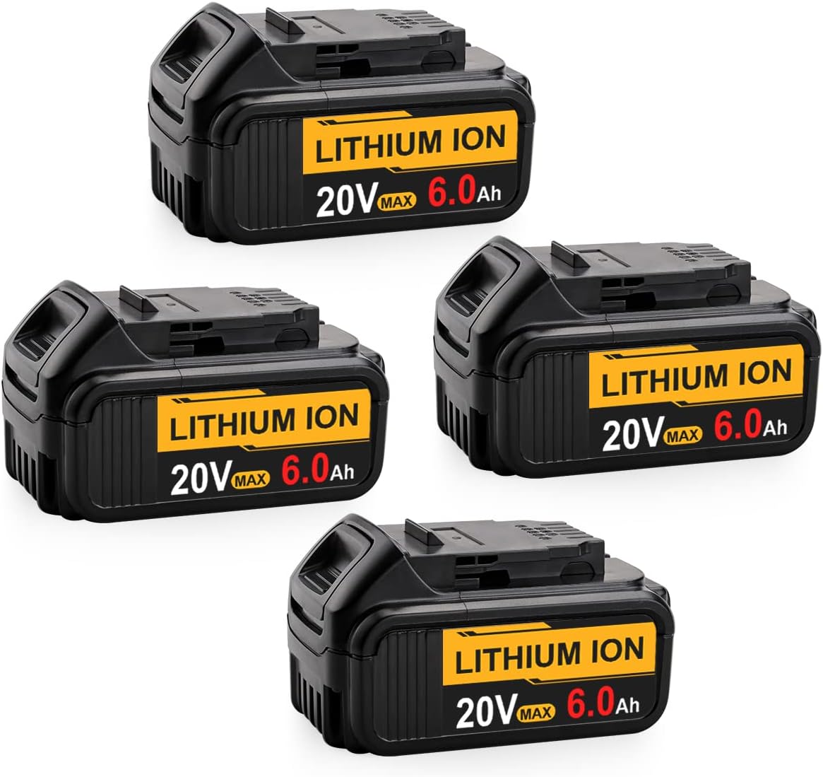 AYTXTG 4Pack 20V 6.0Ah DCB206 Battery Replacement for Dewalt 20 Volt ...