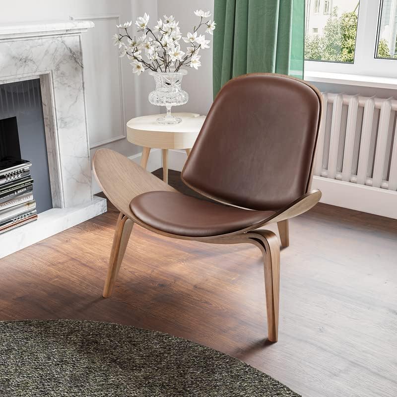 Amazon.com: 1inchome Mid Century Modern Shell Lounge Chair, Full Grain ...