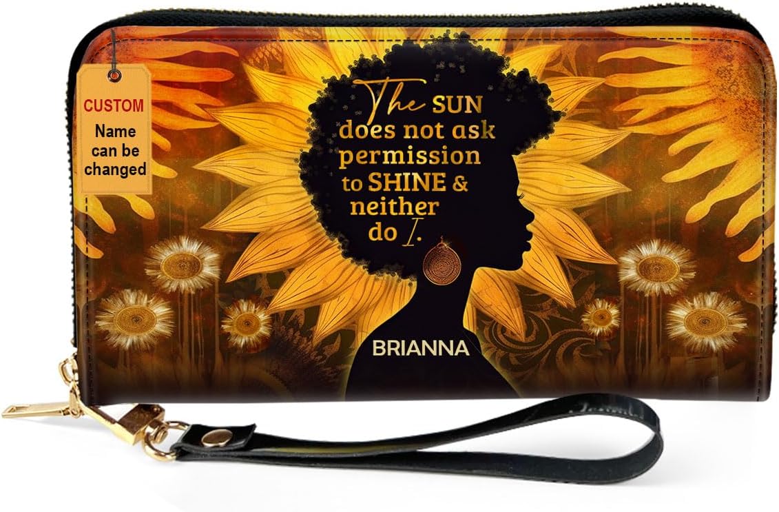 Amazon.com: Sistabag Personalized Leather Wallet For Women - Sunflowers ...