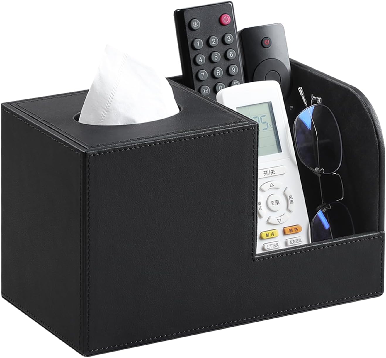 Amazon.com: JLAMBOM Square Tissue Box Cover with Organizer, PU Leather ...