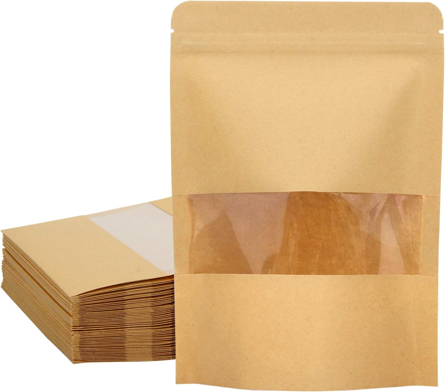 Amazon.com: Blisstime 50 Pack Kraft Stand Up Zip Lock Pouch Bags ...