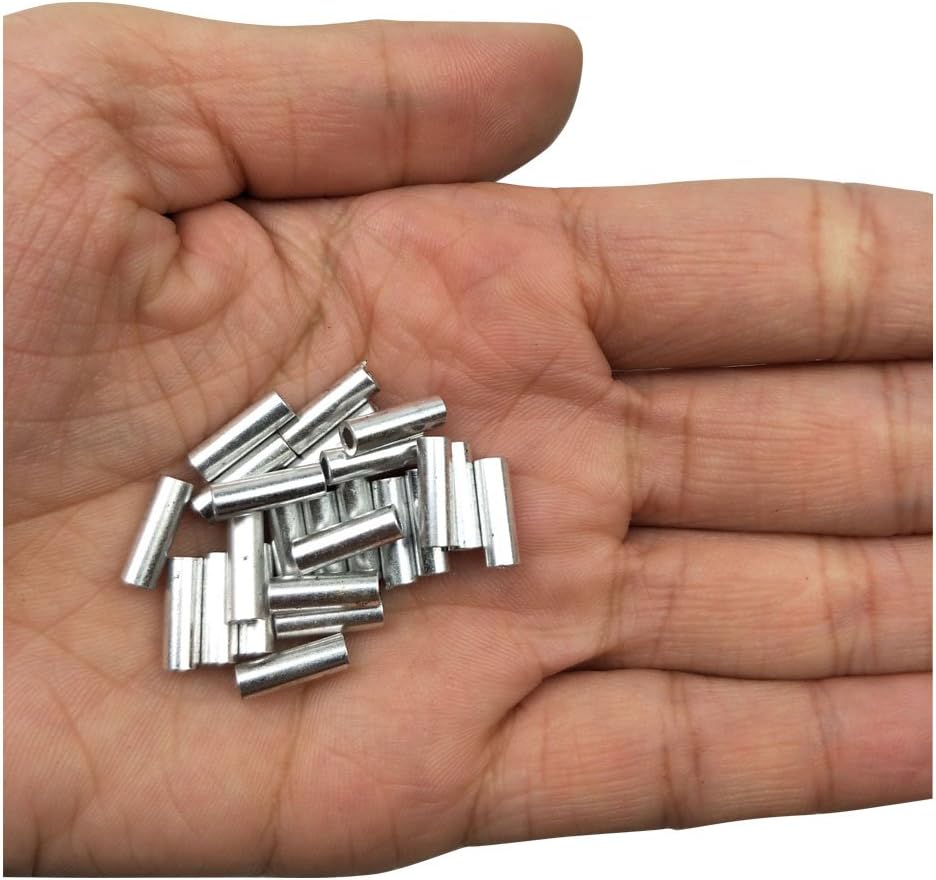 Amazon.com : 100pcs Aluminum Crimp Sleeves Fishing Line Connector ...