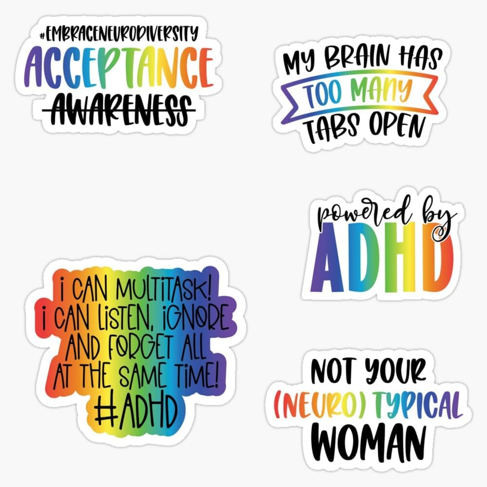 Amazon.com: Powered by ADHD Pack of 5 Sticker Vinyl Decal Car Laptop ...