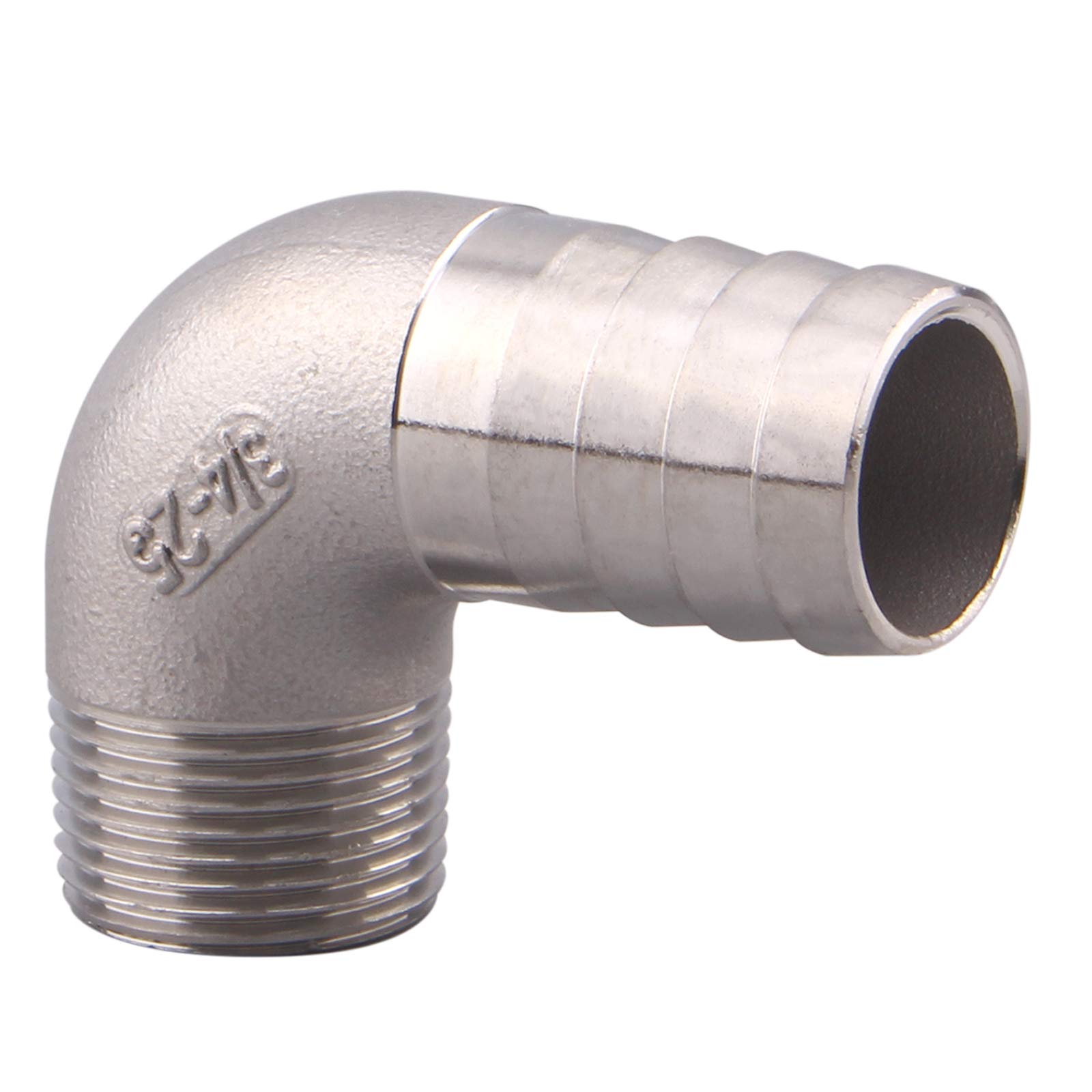 Snapklik.com : 1 Hose Barb X 3/4 Male NPT Stainless Steel 90 Degree ...