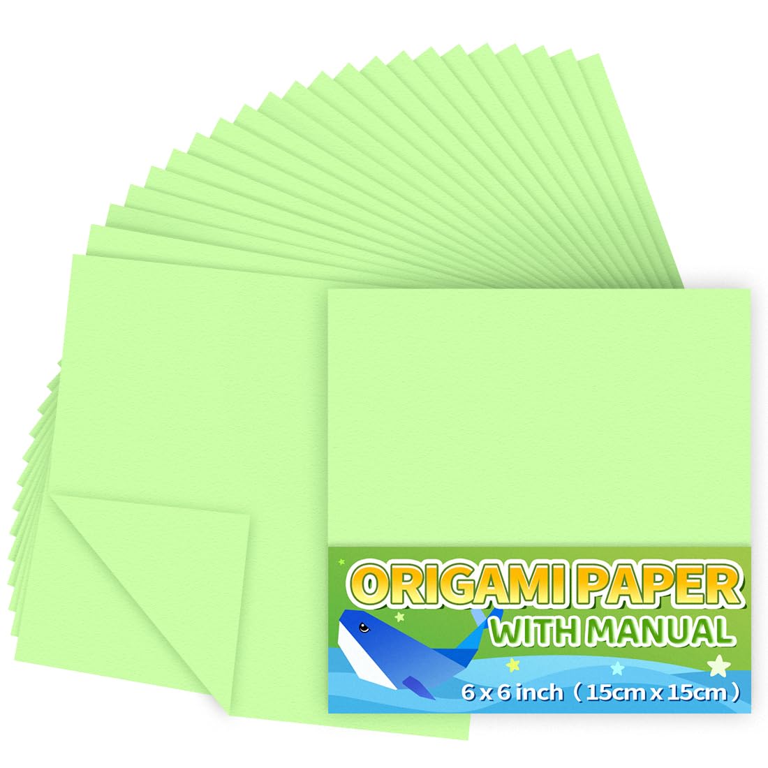 Snapklik.com : Light Green Origami Paper, 220pcs 6x6 Inch, Double Sided ...