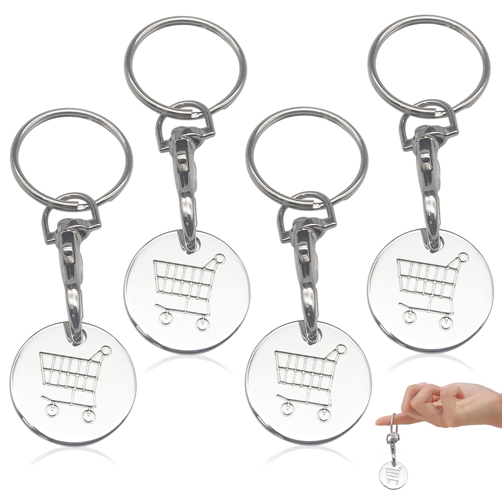 4PCS Shopping Trolley Token Key Ring, UK One Pound Coin Pound Key ...