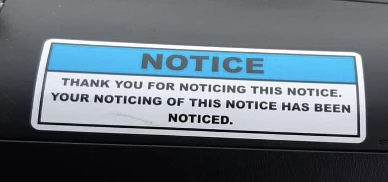 NOTICE Funny Bumper Sticker Die Cut Vinyl Decal Joke Prank Car Van ...