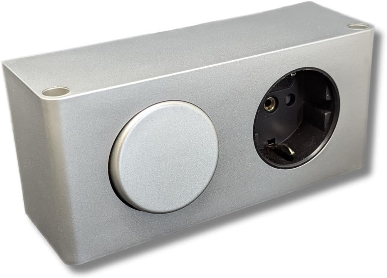 Lumonic MiniBox 1x Schuko Steckdose + 1x Schalter Tischsteckdose silber ...