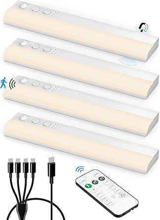 Motion Sensor Magnetic LED Light Bar, USB Recharegable Under Cabinet ...