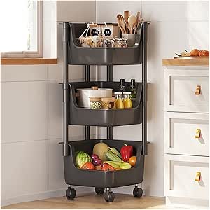 Amazon.com: Kitchen Storage Cart Kitchen Corner Trolley Shelf Floor-to ...