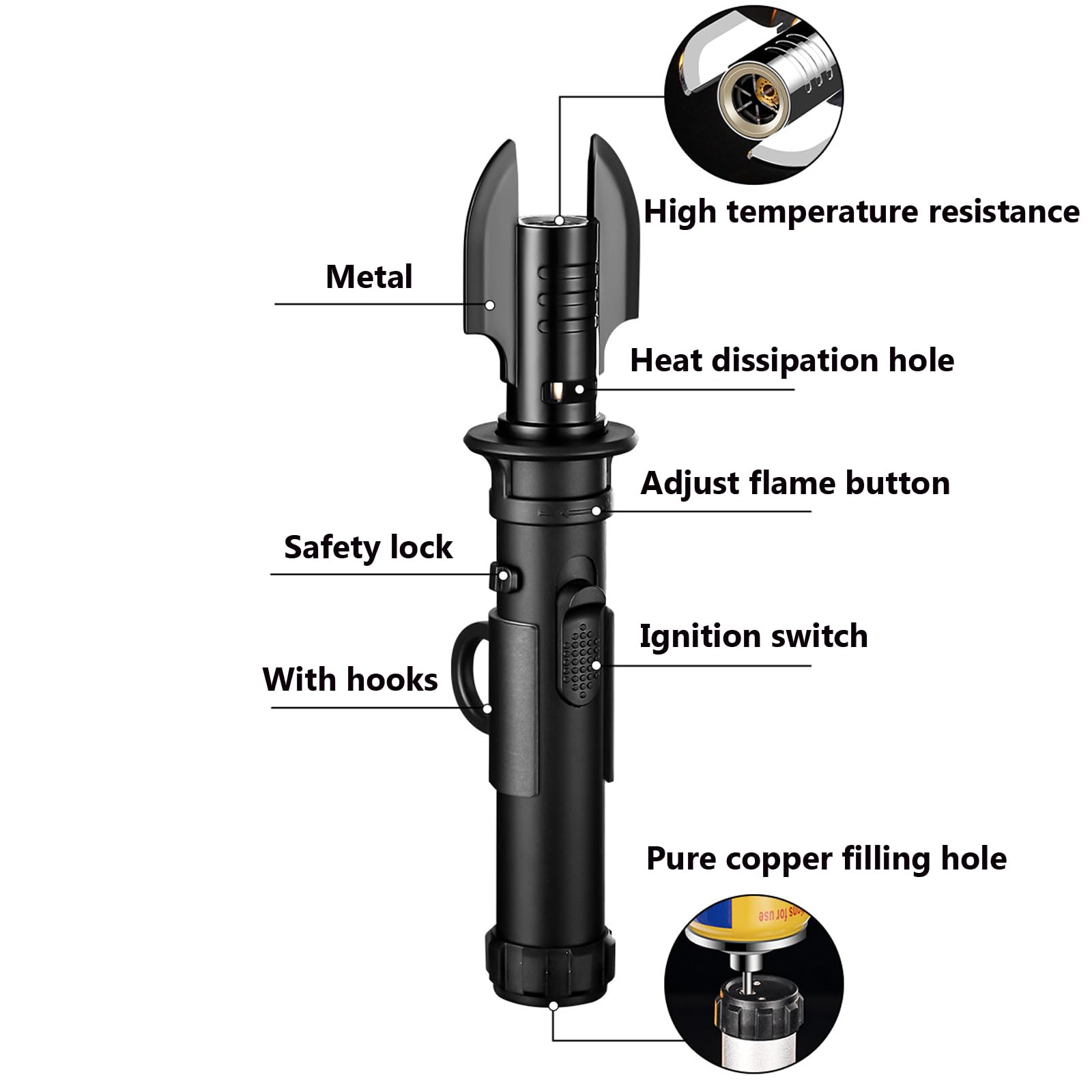 Sondiko Butane Torch Taughch Long Candle Lighter - Adjustable Flame ...