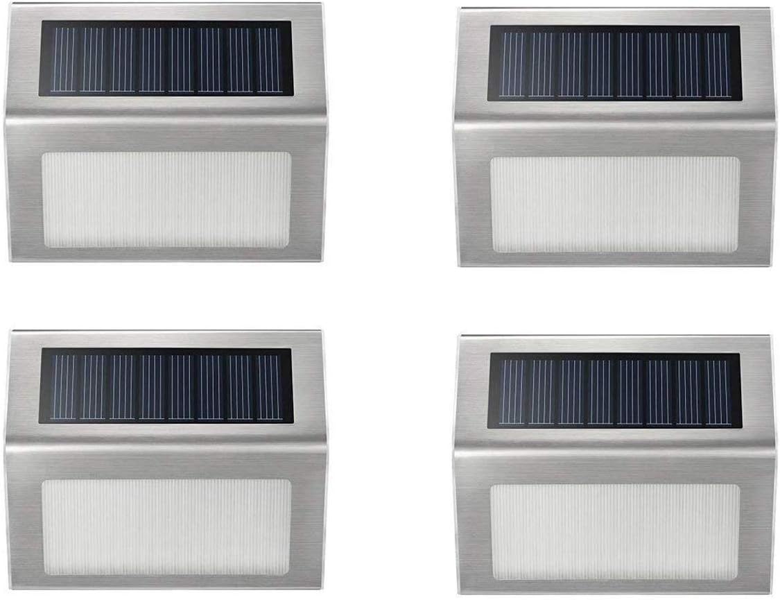 Hoont Pack of 4 - Outdoor Stainless Steel LED Solar Step Light ...