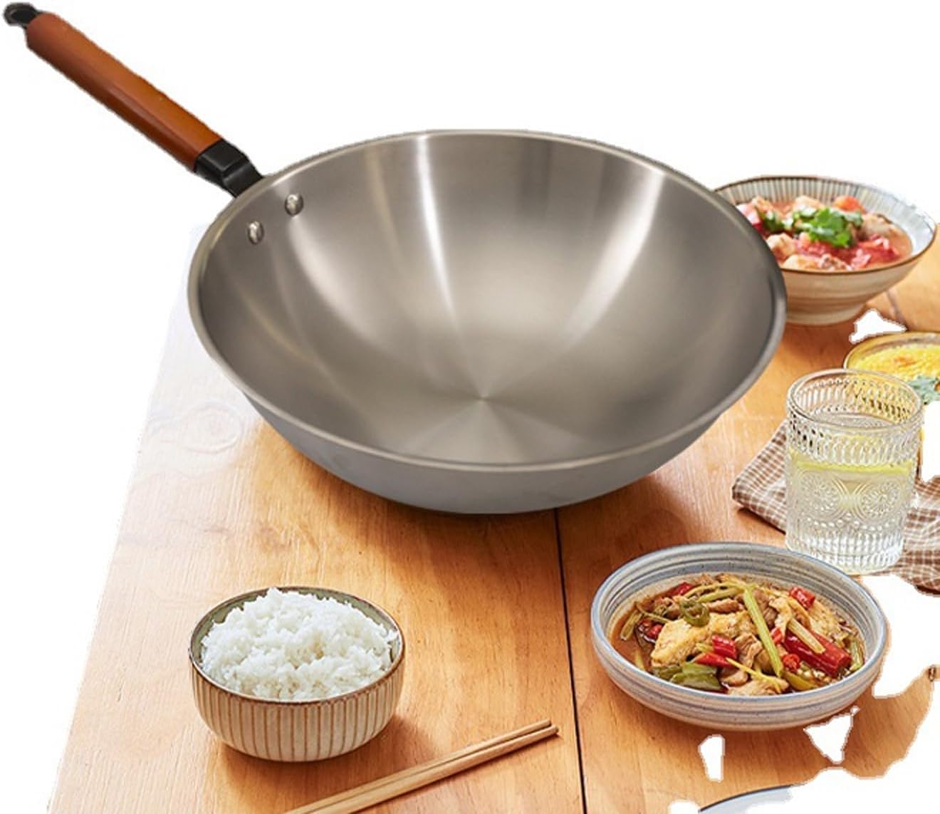 Amazon.com: YOtat Wok Pans with Lid, Large Titanium Alloy Skillet, No ...