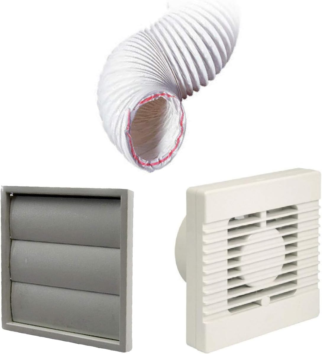 Manrose Extractor Fan Grey Gravity Vent Ducting Kit for Kitchens ...