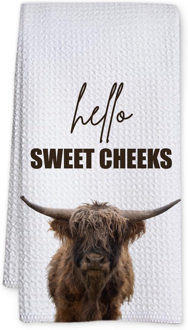 Amazon.com: Highland cow bathroom decor hand towels, farmhouse bathroom ...