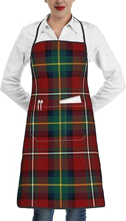 Amazon.com: Yssammns Bib Apron, Clan Boyd Red and Green Scottish Tartan ...