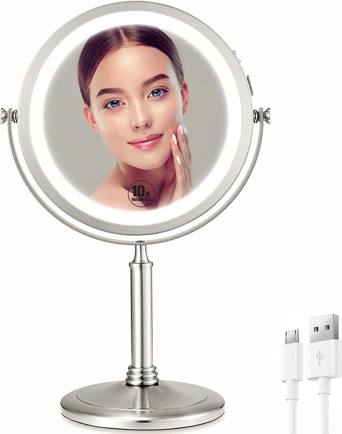 Amazon.com - VESAUR 9" Rechargeable Lighted Makeup Mirror, 1X/10X ...