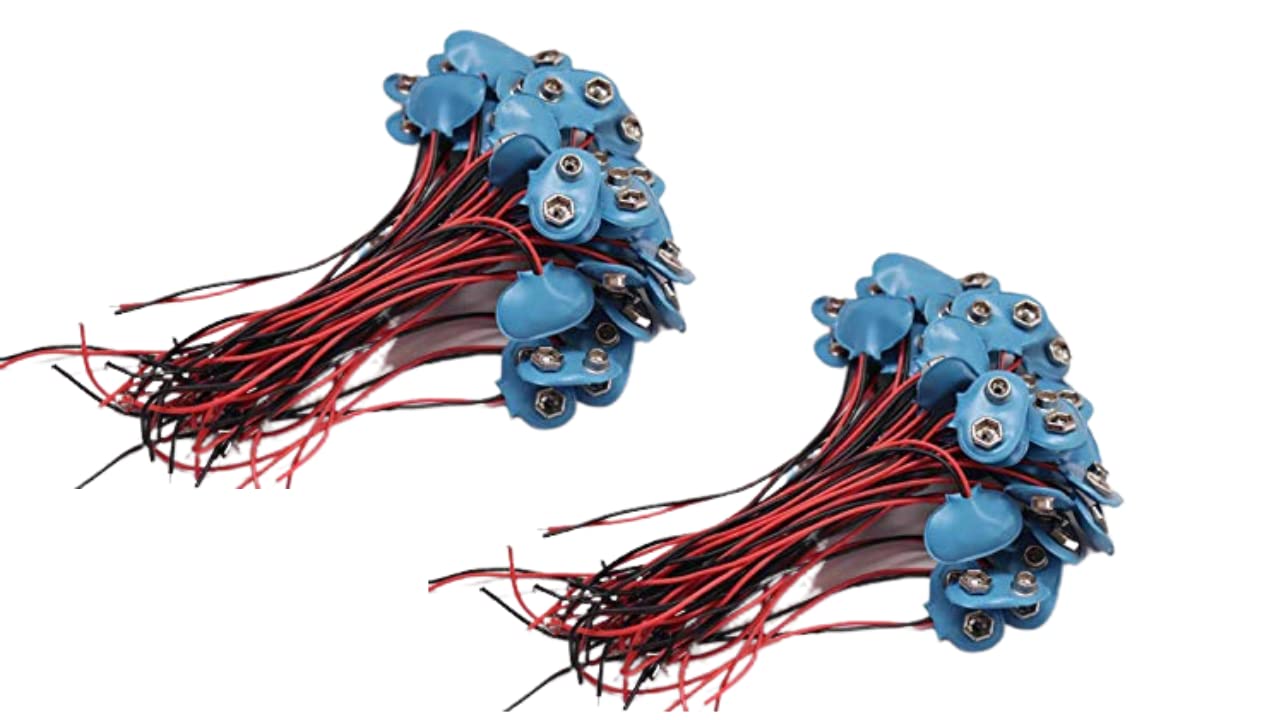 ESPtonics 100 Pcs 9V Battery Adapter Snapper Connector Clip Lead Wires ...