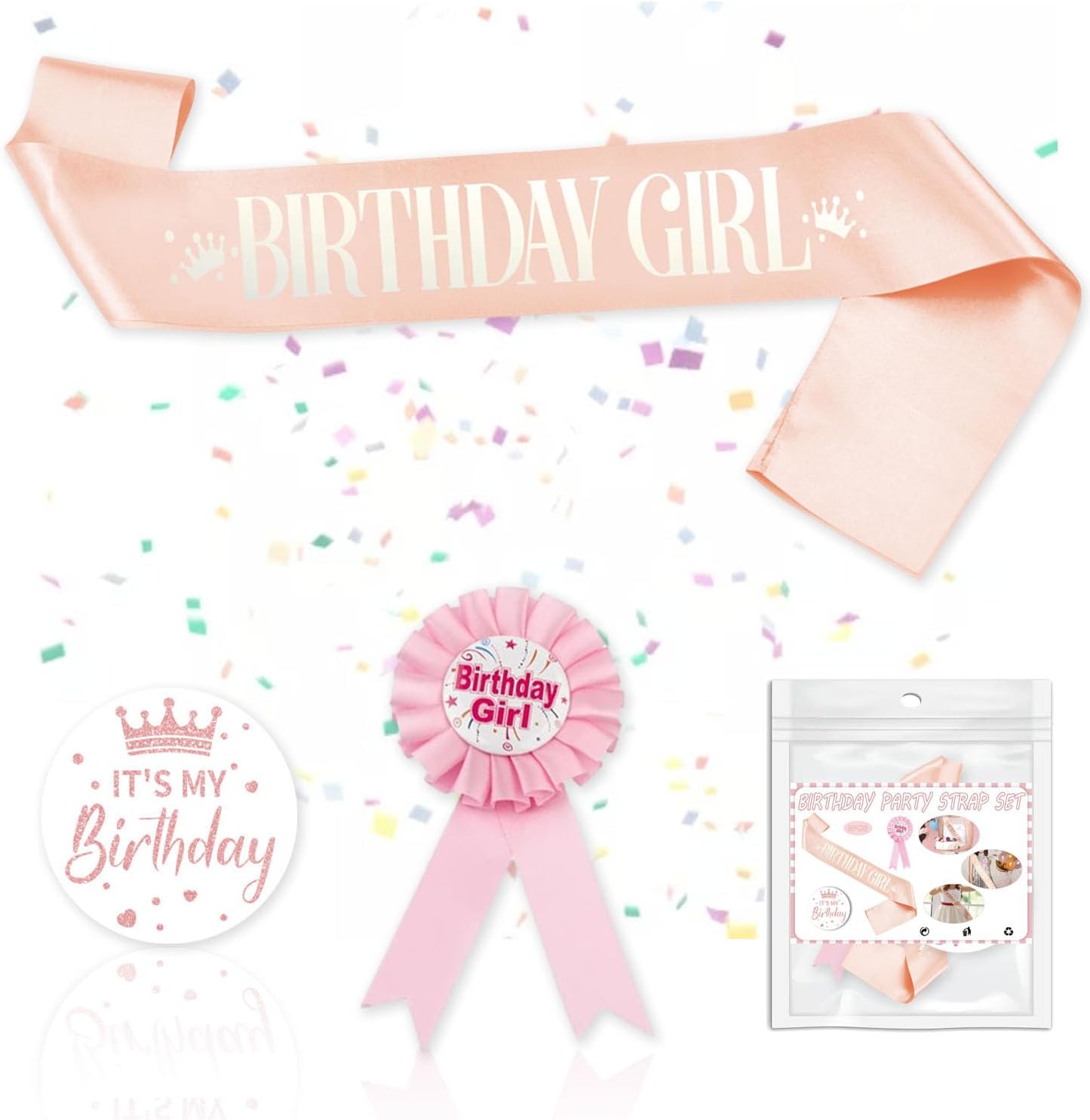 Birthday Girl Satin Sash, Birthday Girl Badge, Birthday Button Glittery ...
