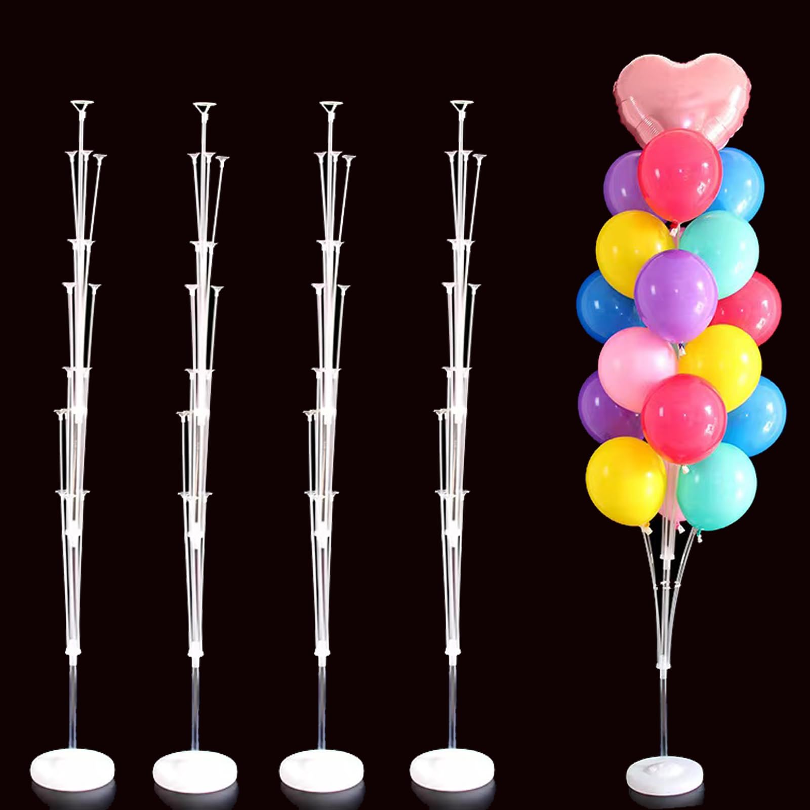 DAJAVE 4 Set Reusable Balloon Stands for Floor 160cm/5.2ft Table ...