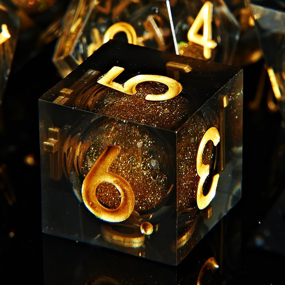 Juego de 7 dados hechos a mano de resina de bolas de arena movediza ...