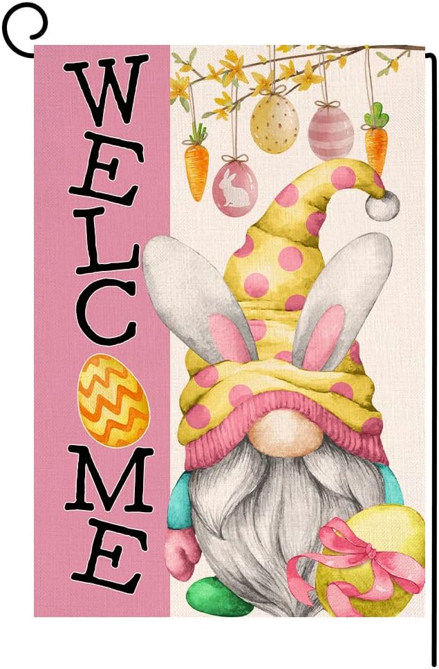 Amazon.com : Easter Gnome Garden Flag 12x18 Vertical Double Sided ...