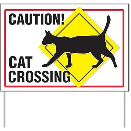 Amazon.com : E&M Designs Slow CAT Crossing Yard SignYard Sign, Vinyl ...