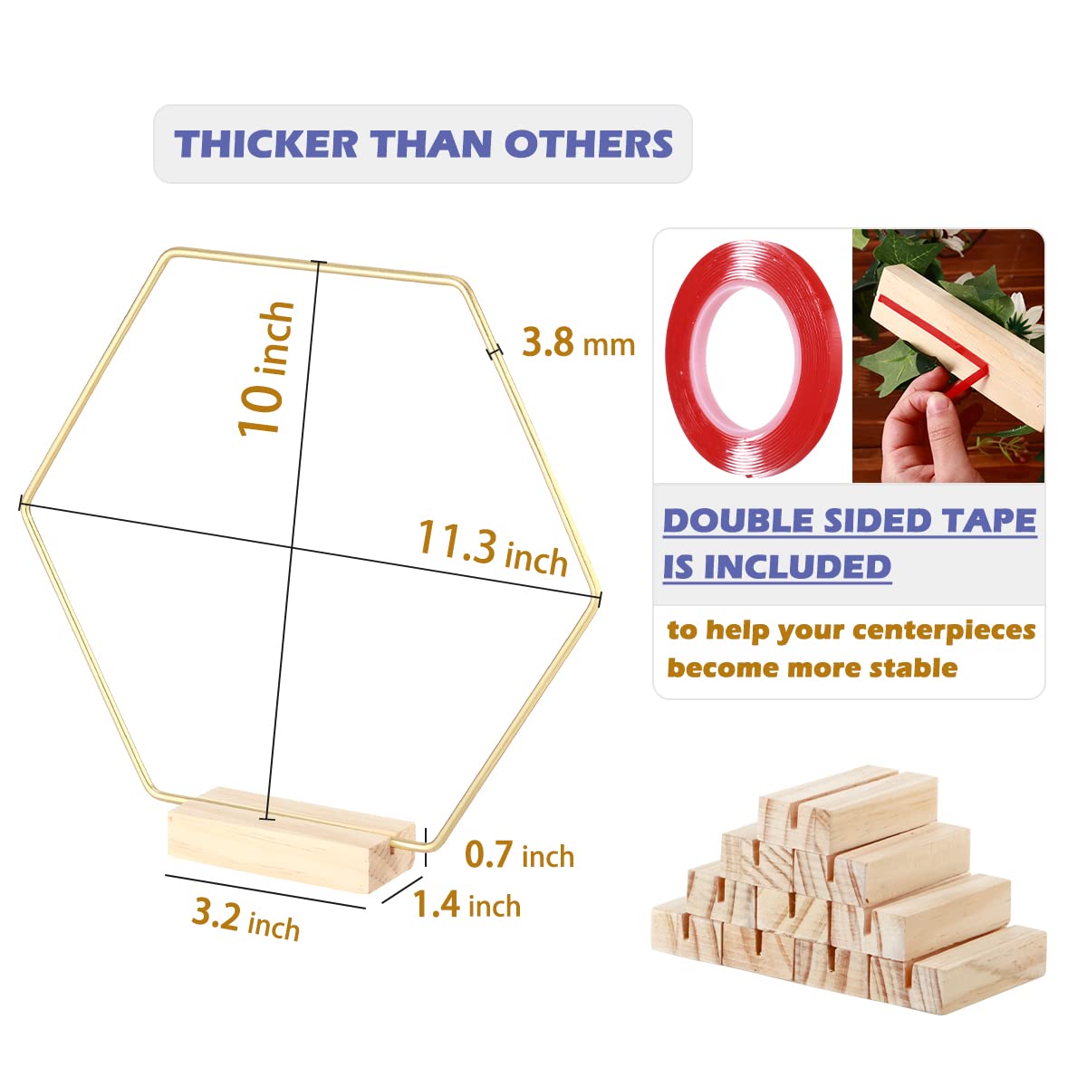 12 Pack Hexagonal Floral Hoops with Stand 10 Inch Metal Rings for DIY ...