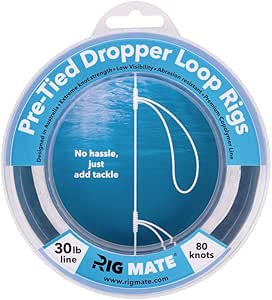 Amazon.com : 30 lb Pre-Tied Dropper Loop Rigs. Fishing Line Spool ...