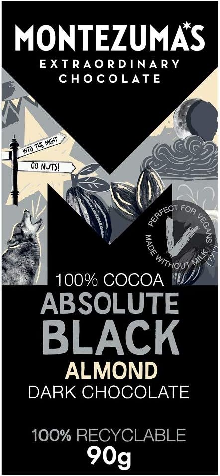 Amazon.com : Montezuma Dark Chocolate Absolute Black 100% Cocoa 90g ...