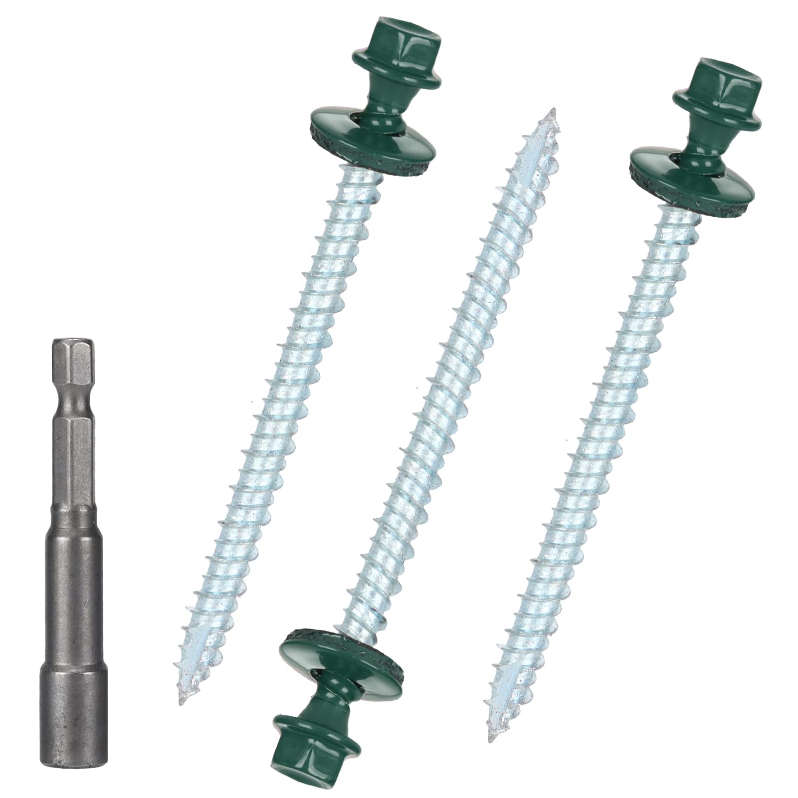 Snapklik.com : Metal Roofing Screws 10 X 2-1/2 Inch, Green Hex Head ...