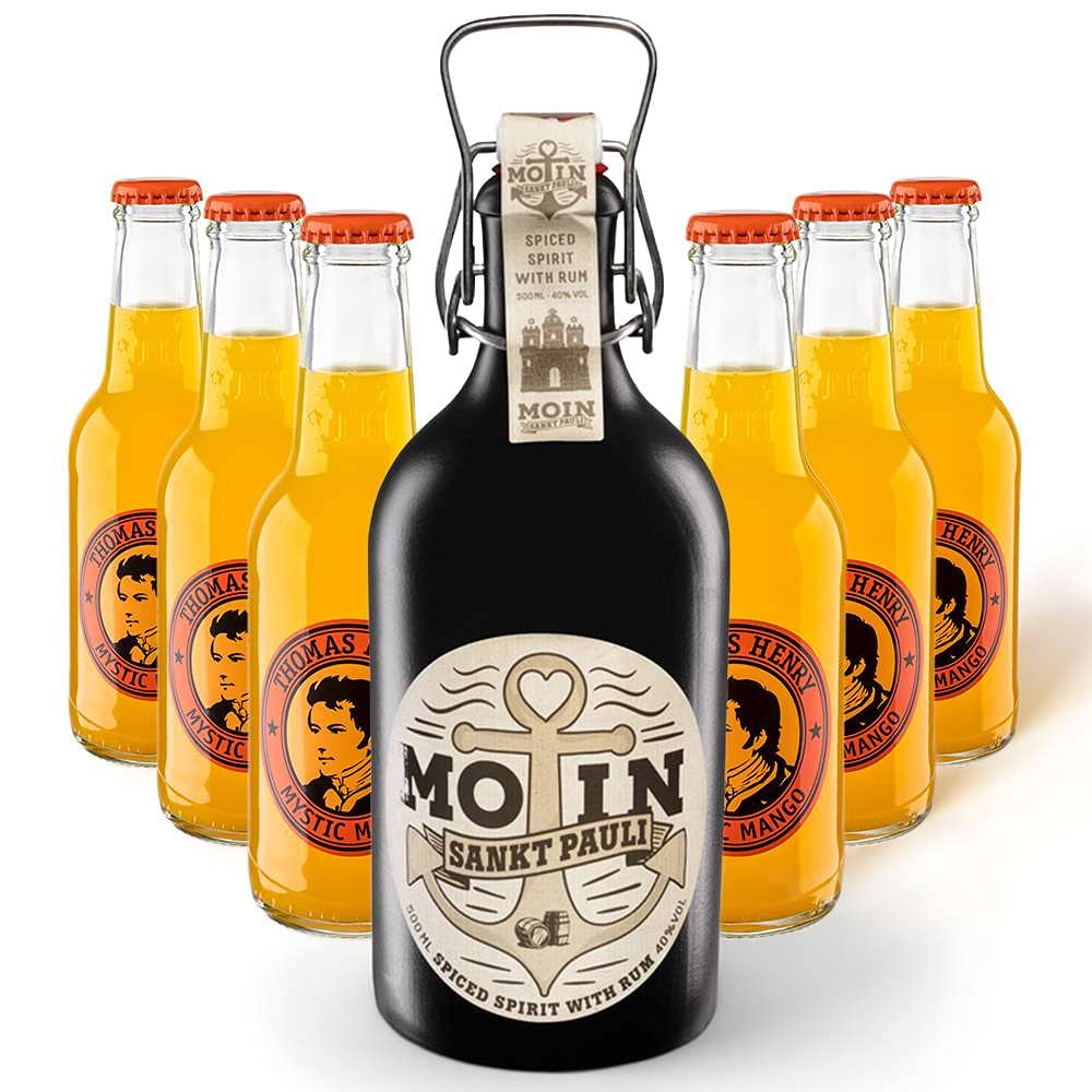 MOIN Rum (Spiced Spirit) Buddel + 6x Thomas Henry Mystic Mango : Amazon ...