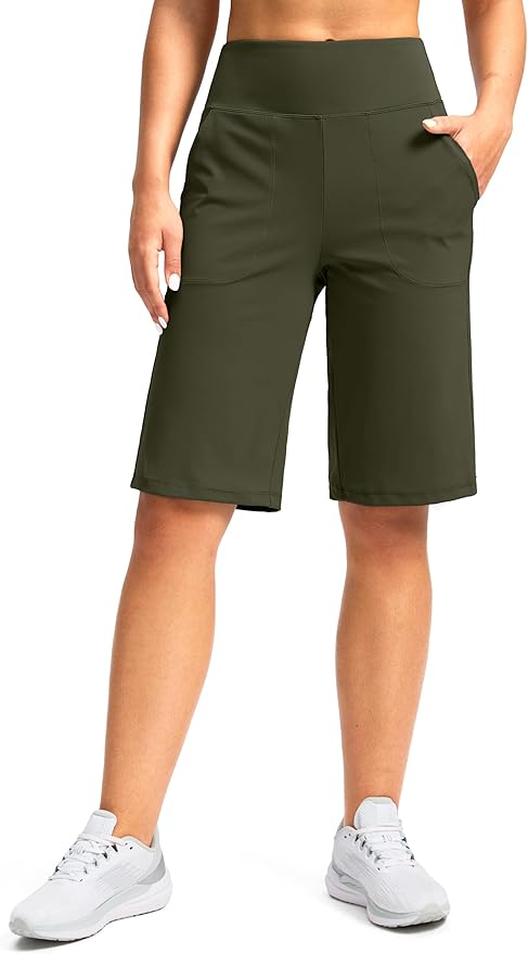 G Gradual Women's Bermuda Shorts 12" Knee Length with Pockets High ...
