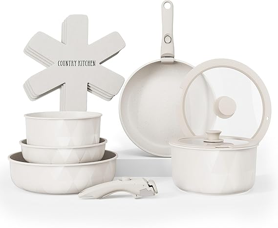 Amazon.com: Country Kitchen Cookware Set with Removable Handle, Oven ...