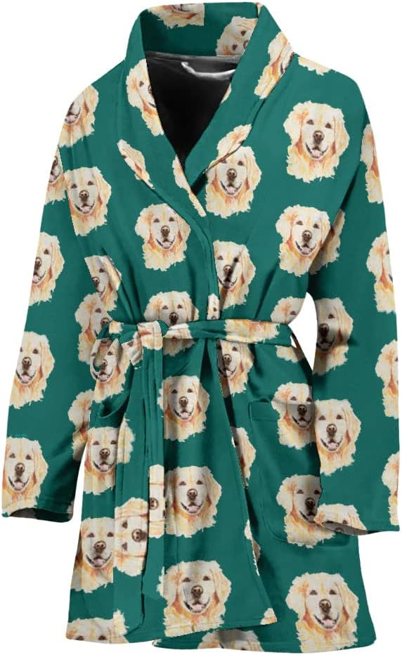 Amazon.com: Golden Retriever Dog Pattern Print Women's Bath Robe ...