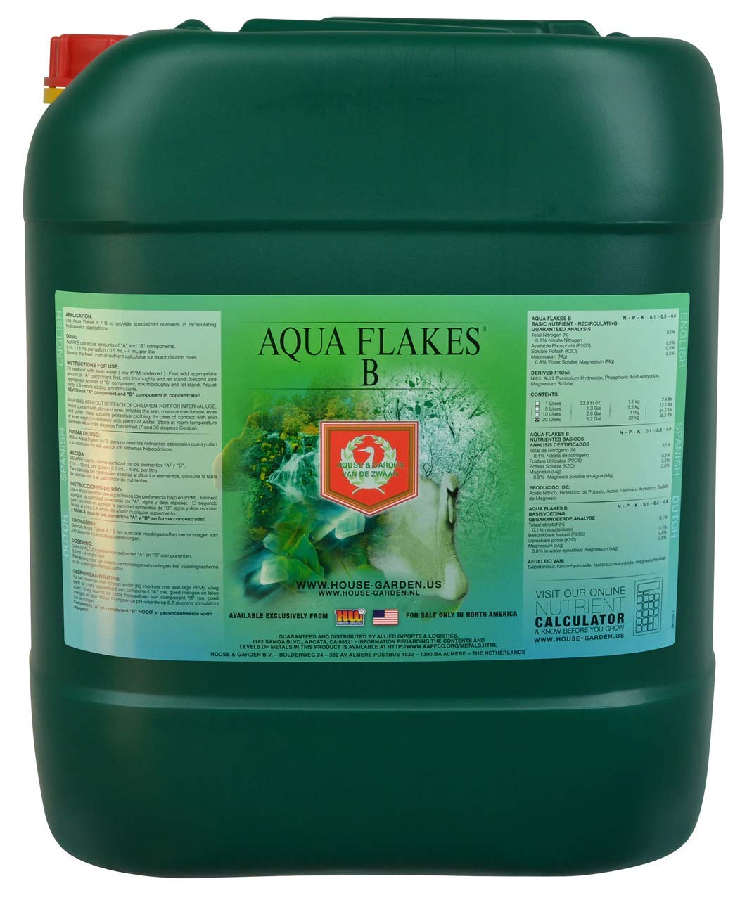 Amazon.com : Aqua Flakes Part B - 20 liter : Hydroponic Fertilizers ...