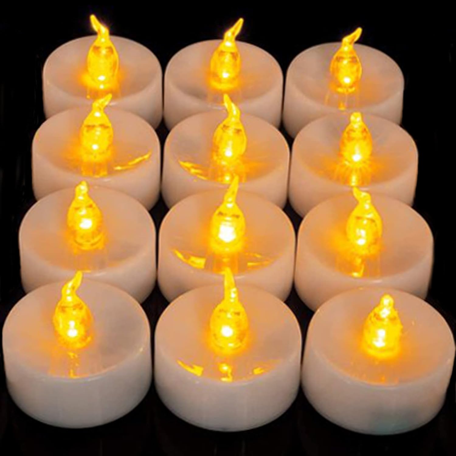 Classic White LED Tealight Candles,12-Pack Realistic Flameless ...