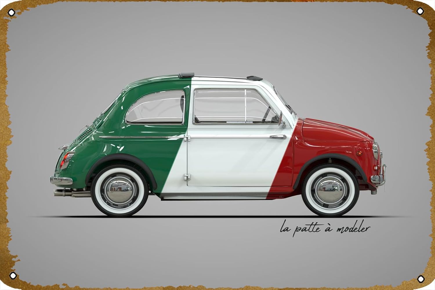 Amazon.com : Fiat 500 Italy Retro Car Metal Tin Sign Posters Wall Decor ...
