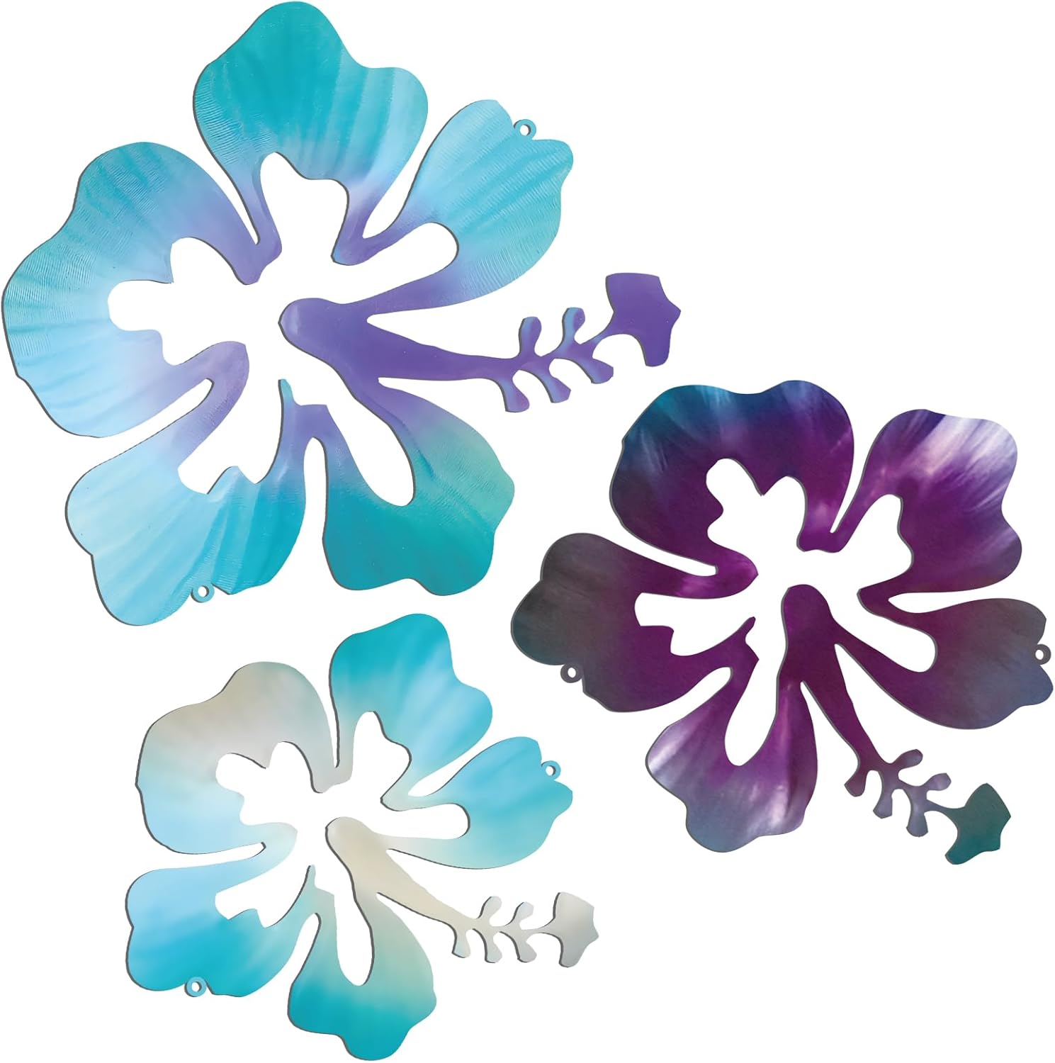 Amazon.com: CroBlissful 3 Pcs Hawaiian Metal Hibiscus Wall Art Rustic ...