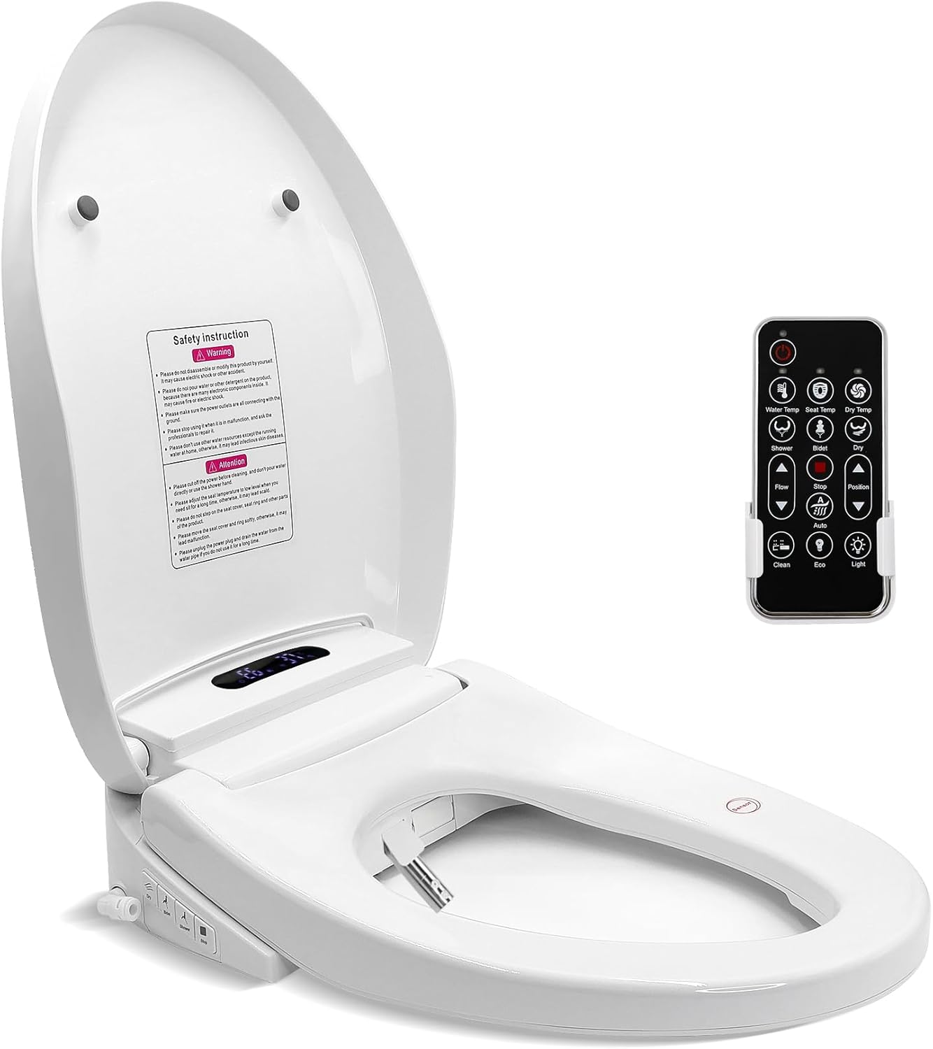 Bonxrdun Toliet Seat, Electric Heated Bidet Toilet Seat Elongated ...
