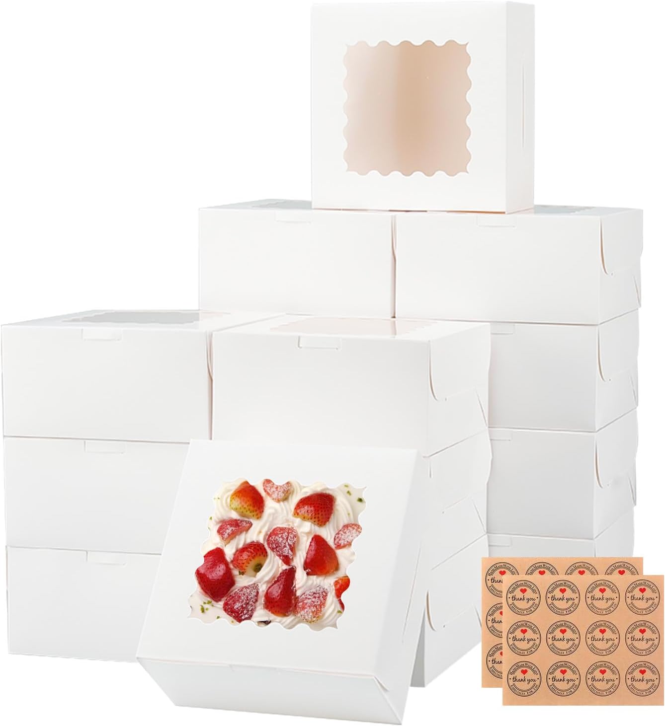 Amazon.com: 6" x 6" x 3" White Bakery Box | Auto-Popup | Small Pie ...