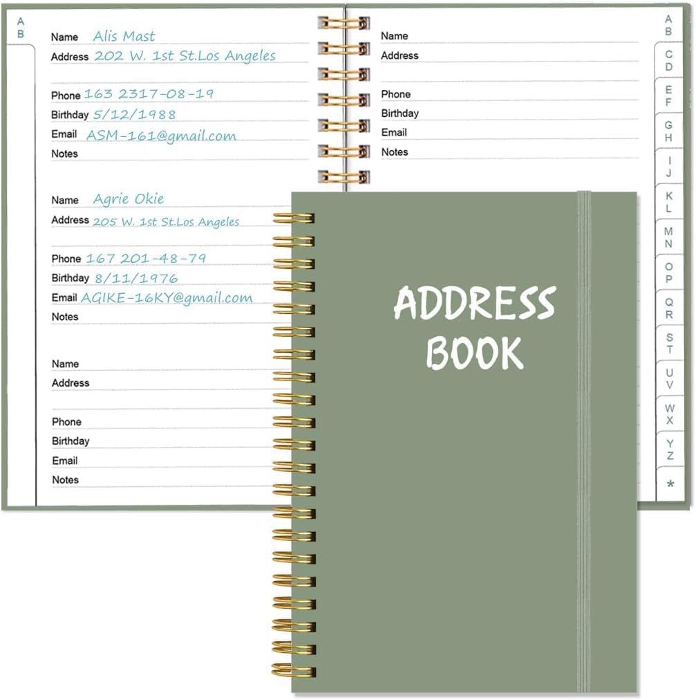 Address Book with Alphabetical Tabs - Telephone & Address Book with ...