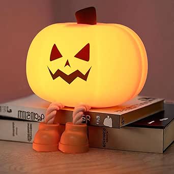 Amazon.com: Mischievous Grinning Pumpkin Night Light, Cute Halloween ...