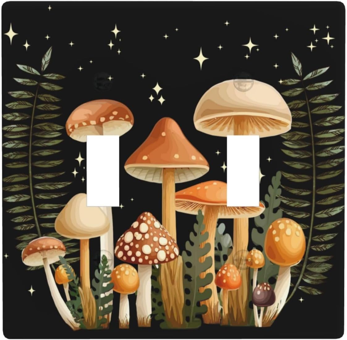 Moon Phase Mushroom Toggle Light Switch Wall Plate, Double Switch Cover ...