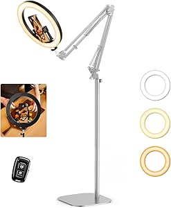 Newest Ring Light Overhead with Stand and Phone Holder,9”LED Portable ...