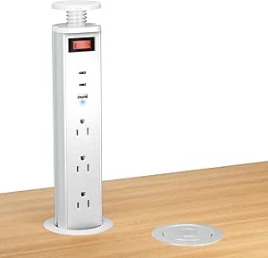 Amazon.com: Pop Up Outlet with 2 USB C and USB A Fast Charging Port, 3 ...